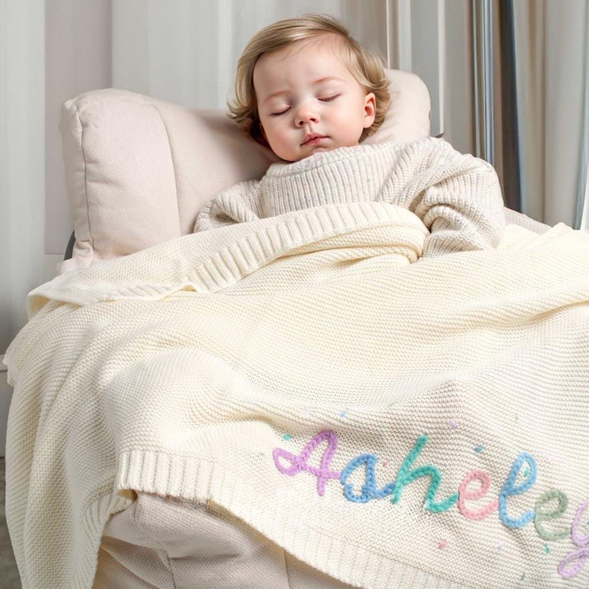 Custom Baby Name Blanket | Personalized Hand-Embroidered Knit Baby Bla ...